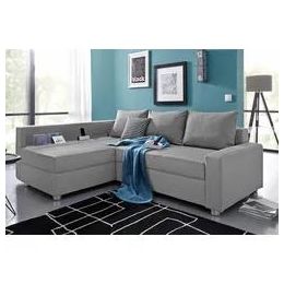 Ecksofa Collection AB "Relax L-Form", grau (hellgrau), B:223cm H:84cm T:91cm, Zierkissen: 100%Polyester;Struktur (100% Polyester);Microfaser PRIMABELLE (100% Polyester);Kunstleder SOFTLUX / Struktur (80% Polyester, 20% Acryl);Microfaser PRIMABELLE (100% Polyester) / Struktur (80% Polyester, 20% Acryl), Sofas, Ecksofa, inklusive Bettfunktion, Federkern, wahlweise mit RGB-LED-Beleuchtung