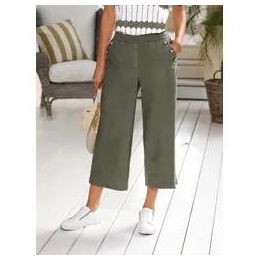 Culotte Casual Looks, Damen, Gr. 42, Normalgr&ouml;&szlig;en, gr&uuml;n (khaki), 70% Baumwolle, 30% Leinen, unifarben, 7/8-L&auml;nge, Hosen Culotte