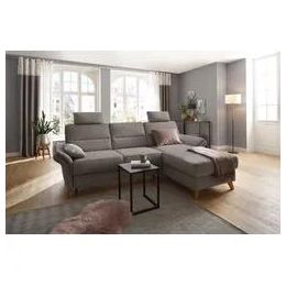 Ecksofa Home Affaire "Westerland L-Form", braun (latte), B:252cm H:90cm T:162cm, 100% Polyester, Sofas, Ecksofa, Federkern-Polsterung, wahlweise mit Bettfunktion, Bettkasten