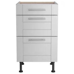 Unterschrank KOCHSTATION "KS-Ahus", grau (hellgrau matt, hellgrau), B:50cm H:87cm T:58,4cm, Schr&auml;nke, Unterschrank, Breite 50 cm