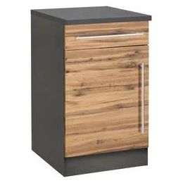 Unterschrank KOCHSTATION "KS-Samos", braun (wotaneichefarben, grafit), B:50cm H:85cm T:60cm, Schr&auml;nke, Unterschrank, 50 cm breit