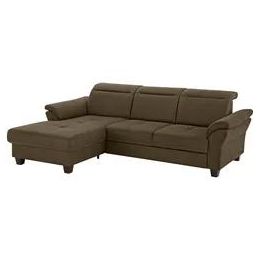 Ecksofa Home Affaire "Solvei L-Form", gr&uuml;n (oliv), B:255cm H:104cm T:185cm, Struktur (100% Polyester);Luxus-Microfaser Lederoptik (100% Polyester);Luxus-Microfaser ALTARA NUBUCK (100% Polyester), Sofas, Ecksofa, mit Recamierenabschlu&szlig; und Sitztiefenverstellung