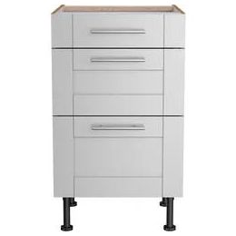 Unterschrank KOCHSTATION "KS-Ahus", grau (hellgrau matt, wildeiche nachbildung), B:50cm H:87cm T:58,4cm, Schr&auml;nke, Unterschrank, Breite 50 cm