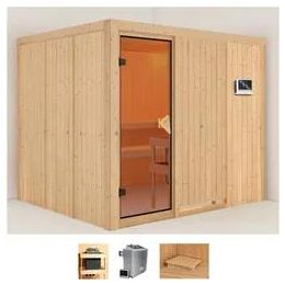 Sauna Karibu "Gitte", beige (naturbelassen), Saunaofen, externe Steuerung, 9 kW, Saunen, Ofen 9 KW externe Strg easy