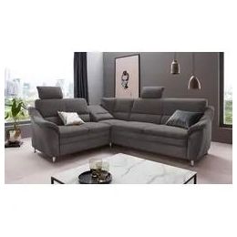 Ecksofa Home Affaire "Cardoso L-Form", grau, B:249cm H:90cm T:209cm, Luxus-Microfaser Lederoptik (100% Polyester);Luxus-Microfaser (100% Polyester);Luxus-Microfaser ALTARA NUBUCK (100% Polyester);Struktur (100% Polyester), Sofas, Ecksofa, Federkern, wahlweise mit Bett, Schubkasten, teilweise Relaxfunktion