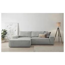 Ecksofa Home Affaire "SHERWOOD L-Form, 267 cm - OTTO. Verl&auml;ssliche Qualit&auml;t.", grau (hellgrau), B:267cm H:85cm T:167cm, 100% Polyester, Sofas, Ecksofa, Schlaffunktion mit Bettkasten (210x136 cm), Cord, Vintage, Samtvelours