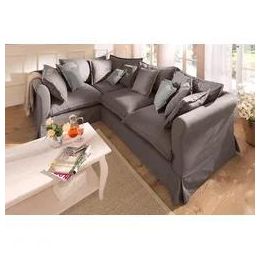 Ecksofa Home Affaire "Luise L-Form", braun, B:275cm H:75cm T:192cm, Struktur 100% Polyester, Sofas, Ecksofa, mit vielen losen Kissen und abnehmbarer Husse