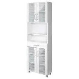 Seitenschrank Welltime "Jaca", wei&szlig;, B:60cm H:185cm T:27cm, Holzwerkstoff, MDF, Schr&auml;nke, Seitenschrank, Breite 60 cm, mit MDF Hochglanz-Fronten