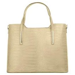 Henkeltasche CLUTY, Damen, Gr. B/H/T: 37cm x 29cm x 16cm onesize, beige, Leder, Reptilienpr&auml;gung, Taschen, echt Leder, Made in Italy