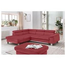 Ecksofa COTTA "Komaris L-Form, B: 249 cm", rot, B:249cm H:72cm, Microfaser PRIMABELLE (100% Polyester);Kunstleder SOFTLUX;Feinstruktur (100% Polyester);Kunstleder SOFTLUX/Struktur (100% Polyester);NaturLEDER, Sofas, Ecksofa, mit Kopfteilverstellung, optional Bettfunktion, Bettkasten & Licht