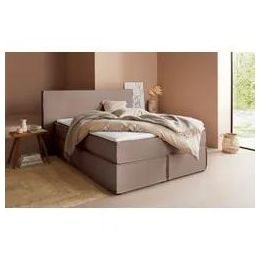 Boxspringbett "Yuma", grau (taupe), B:173cm L:213cm, 100% Polyester, LeGer Home by Lena Gercke, Komplettbetten, Boxspringbett, incl. Topper, in 4 Breiten, 3 Matratzenarten und je 2 H&auml;rtegraden