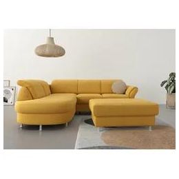 Sit & More Ecksofa SIT & MORE "Apulia L-Form", gelb (mustard), B:250cm H:78cm T:212cm, Webstoff (100% Polyester);Struktur weich (90% Polyester, 10% Polyamid);Luxus-Micofaser Euphoria (100% Polyester);Samtoptik (100% Polyester), Sofas, Ecksofa, wahlweise Bettfunktion, Bettkasten und Kopf- und Armteilverstellung