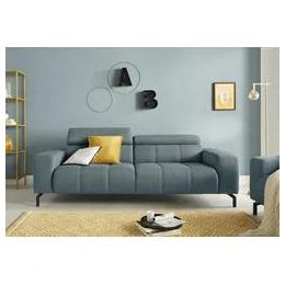 2,5-Sitzer DOMO collection "Cunelli zeitlos und elegant, moderne Sitzn&auml;hte als Designelement", blau (eisblau), B:238cm H:79cm T:104cm, Sofas, wahlweise mit 6-fach verstellbaren Kopfteilen, fester Sitzkomfort