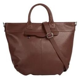 Henkeltasche Samantha Look, Damen, Gr. B/H/T: 43cm x 29cm x 11cm onesize, braun, Leder, leicht gl&auml;nzend, unifarben, Taschen, echt Leder, Made in Italy