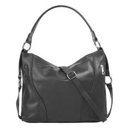 Henkeltasche Samantha Look, Damen, Gr. B/H/T: 36cm x 25cm x 9cm onesize, grau, Leder, gl&auml;nzend, Taschen, echt Leder, Made in Italy