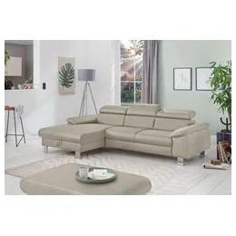 Ecksofa COTTA "Komaris L-Form, B: 244 cm", grau, B:244cm H:72cm T:166cm, Microfaser PRIMABELLE (100% Polyester);Kunstleder SOFTLUX(100%Polyurethan);Feinstruktur (100% Polyester);Kunstleder SOFTLUX/Struktur (100%Polyurethan, 90%Polyester, 10% Polyacryl), Sofas, Ecksofa, mit Kopfteilverstellung, optional Bettfunktion, Bettkasten & Licht, Topseller