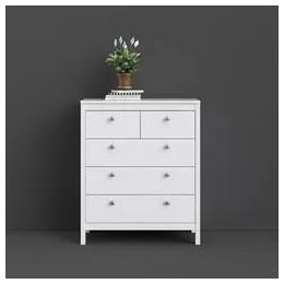 Kommode Home Affaire "Madrid, Aufbewahrung, Schubladenschrank, Stauraum", wei&szlig;, B:82,1cm H:98,9cm T:38,4cm, Spanplatte, Sideboards, Kommode, mit 5 Schubladen, Breite 82 cm, H&ouml;he 99 cm