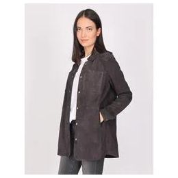Lederjacke Maze "4202172", Damen, Gr. L, grau (anthra), Obermaterial: 100% Ziegenveloursleder. Innenfutter: 100% Baumwolle, Jacken