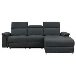 Ecksofa Home Affaire "Pareli, L-Form, 259cm,m. Recamiere, Echtleder, Kunstleder, Webstoff", grau, B:259cm H:98cm T:163cm, Sofas, Ecksofa, man. o. elektr. Relaxfunktion, USB/Kopfteilverstellg u. LED