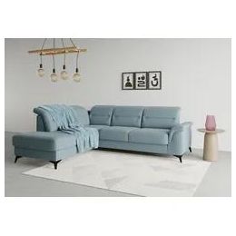 Sit & More Ecksofa SIT & MORE "Sinatra L-Form", blau (hellblau), B:251cm H:85cm T:220cm, 90% Polyester, 10% Polyamid, Sofas, Ecksofa, mit Ottomane, optional mit Kopfteilverstellung und Armteilfunktion