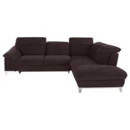 Ecksofa COTTA "Teresa L-Form", braun (espresso), B:293cm H:84cm T:232cm, Chenille (90% Polyester; 10% Polyamid );Struktur (100% Polyester ), Sofas, Ecksofa, mit Kopfteilverstellung, wahlweise mit Bettfunktion