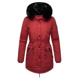 Wintermantel Navahoo "Sweety Deluxe", Damen, Gr. S (36), rot (blutrot), Obermaterial: 60% Baumwolle, 40% Nylon. Futter: 100% Polyester. Wattierung: 100% Polyester. &Auml;rmelfutter: 100% Polyester. Kunstpelz: 90% Polyacryl, 10% Polyester, figurumspielend Po-bedeckend, &Auml;rmel ohne &Auml;rmelschlitz Rippstrickb&uuml;ndchen, M&auml;ntel Wintermantel, modischer Winterparka mit gro&szlig;er doppelter Kapuze