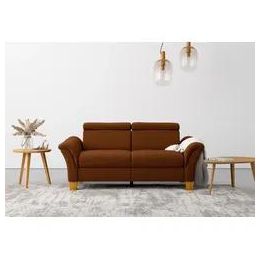 2,5-Sitzer Home Affaire "Lindgren", rosa (kupfer), B:185cm H:84cm T:93cm, 100% Polyester, Sofas, wahlweise mit TV-Funktion, links oder beidseitig, Kopfteilverstellung