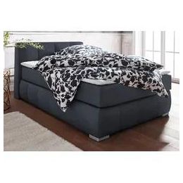 Boxspringbett Home Affaire "Chelles", grau (anthrazit), B:147cm L:225cm, Samtoptik (100% Polyester);Bezug der Spiegelfl&auml;che Matratzendrell aus 100% Polyester;Struktur fein 100% Polyester), Komplettbetten, Boxspringbett, inkl. Kaltschaumtopper, in 5 Breiten und 3 Matratzenarten