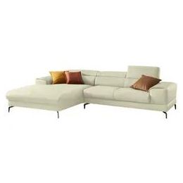 Ecksofa W.Schillig "Piedroo, Designsofa mit tollem Sitzkomfort, elegant und bequem, L-Form", beige (sahara s37), B:303cm H:70cm T:193cm, Stoff S37 (100% Polyester): Luxus-Microfaser in Lederoptik, Sofas, Ecksofa, Kopfteilverstellung, wahlweise mit Sitztiefenverstellung, Breite 303cm
