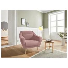 Sessel OTTO HOME "Bille", rosa (ros&eacute;), B:87cm H:86cm T:90cm, Samtoptik (100% Polyester);Struktur (100% Polyester);Struktur fein (100% Polyester);Luxus-Microfaser weich (100% Polyester), Sessel, Sessel, mit Naht im R&uuml;ckenkissen und Eiche-Beinen, Design by Morten Georgsen