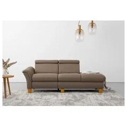 Recamiere Home Affaire "Lindgren", braun (nuss), B:206cm H:84cm T:93cm, 100% Polyester, Sofas, Recamiere, wahlweise motorische TV-Funktion, Bettkasten und Kopfteilverstellung
