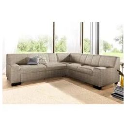 Ecksofa DOMO collection "Norma Top, elegant und modern, flache Armlehnen, L-Form", beige, B:247cm H:77cm T:212cm, Sofas, Ecksofa, wahlweise mit Bettfunktion