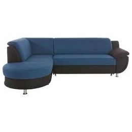 Ecksofa Trendmanufaktur "Rondo 3, zeitlos und bequem, Materialmix, breite Armlehnen, L-Form", schwarz (schwarz, petrol), B:265cm H:85cm T:190cm, Kunstleder SOFTLUX / Struktur (77% Polyester; 23% Polyacryl);Luxus-Microfaser ALCAZAR (100% Polyester) / Feinstruktur (100% Polyester), Sofas, Ecksofa, wahlweise mit Federkern f&uuml;r mehr Komfort, wahlweise mit Bettfunktion