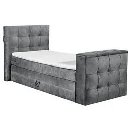 Boxspringbett "Richmond", grau (anthrazit), B:134cm L:243cm, SET ONE BY Musterring, Komplettbetten, Boxspringbett, versenkbarer TV- Halterung mit Fernbedienung
