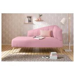Recamiere OTTO HOME "Lucy, Chaiselonge mit Massivholzf&uuml;&szlig;en und Steppung", rosa (ros&eacute;), B:162cm H:85cm T:82cm, Struktur fein( 100% Polyester), Sofas, Recamiere, Armlehne links und rechts bestellbar