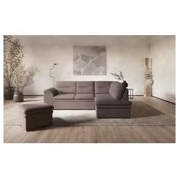 Ecksofa COTTA "Leandra L-Form", braun (schlamm), B:250cm H:88cm T:90cm, NaturLEDER: Bitte beachten Sie, dass Lederbez&uuml;ge mehr N&auml;hte aufweisen als Stoffbez&uuml;ge.;Kunstleder Softlux;NaturLEDER (echtes Rindsleder) in Sitz und R&uuml;cken.;Luxus-Microfaser (100% Polyester), Sofas, Ecksofa, wahlweise mit Bettfunktion & Bettkasten