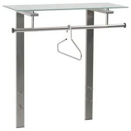 Garderobenleiste SPINDER DESIGN, silber, B:80cm H:90cm T:33cm, Glas, Metall, Garderobenhalter, Metall, Funktional, 33 cm tief