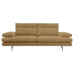 3,5-Sitzer Calia italia "Toby Wing, 228 cm breit, italienisches Designsofa, Megasofa", beige (senape quebec), B:228cm H:90cm T:113cm, Synthetische Faser (100% Polyester), Sofas, inkl. Sitztiefenverstellung und Armteilfunktion, F&uuml;&szlig;e in Schwarz matt
