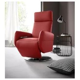 Sit & More Relaxsessel SIT & MORE "Kobra", rot (feuerrot), B:71cm H:112cm T:82cm, Luxus-Kunstleder;NaturLEDER (echtes Rindsleder);Luxus-Microfaser (100% Polyester), Sessel, Relaxsessel, in Gr&ouml;&szlig;e L, wahlweise mit Motor und Aufstehhilfe