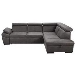 Ecksofa exxpo - SOFA FASHION "Salerno, Funktionssofa, hoher Sitzkomfort, Breite 268cm, L-Form", grau (elefant), B:268cm H:77cm T:204cm, NaturLeder;Primabelle-Microfaser (100% Polyester);Luxus-Kunstleder, Sofas, Ecksofa, inkl. Kopf- und Armteilverstellung, wahlweise mit Bettfunktion