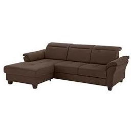 Ecksofa Home Affaire "Solvei L-Form", braun (dunkelbraun), B:255cm H:104cm T:185cm, Struktur (100% Polyester);Luxus-Microfaser Lederoptik (100% Polyester);Luxus-Microfaser ALTARA NUBUCK (100% Polyester), Sofas, Ecksofa, mit Recamierenabschlu&szlig; und Sitztiefenverstellung