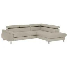 Ecksofa COTTA "Komaris L-Form, B: 249 cm", grau, B:249cm, Microfaser PRIMABELLE (100% Polyester);Kunstleder SOFTLUX;Feinstruktur (100% Polyester);Kunstleder SOFTLUX/Struktur (100% Polyester);NaturLEDER, Sofas, Ecksofa, mit Kopfteilverstellung, optional Bettfunktion, Bettkasten & Licht