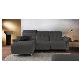Ecksofa Home Affaire "Manhattan L-Form", grau, B:270cm H:102cm T:168cm, Kunstleder SOFTLUX;Flachgewebe (100% Polyester);Struktur (100% Polyester), Sofas, Ecksofa, 2 Sitze mit elektrischer Relaxfunktion, verstellbare Armlehnen