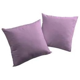 Dekokissen WIRTH "Newbury" Gr. 1, lila (flieder, unifarben), B:40cm L:40cm, Baumwolle, Polyester, Dekokissen_Sitzkissen_Kissenh&uuml;llen, Kissenh&uuml;lle ohne F&uuml;llung, 2 St&uuml;ck