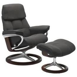 Relaxsessel stressless "Ruby", grau (rock paloma), B:88cm H:101cm T:78cm, Leder BATICK: BATICK ist ein leicht korrigiertes, durchgef&auml;rbtes und genarbtes M&ouml;belleder, bei dem die meisten Unebenheiten und Spuren in der Regel entfernt wurden.;Leder PALOMA: PALOMA ist ein durchgef&auml;rbtes Semianilin-M&ouml;belleder mit nat&uuml;rlicher Narbung., Sessel, Relaxsessel, mit Signature Base, Gr&ouml;&szlig;e L, Gestell Eiche, Weng