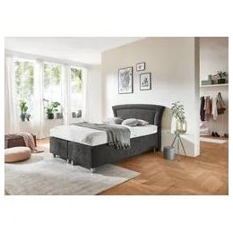 Boxspringbett, grau (mikrovelours anthrazit), Liegefl&auml;che B/L: 140cm x 200cm, H3, 5-Zonen-Tonnentaschen-Federkernmatratze, Bezug Unterbox und Kopfteil: Mikrovelours, 100% Polyester;Bezug Obermatratze 100% Polyester, waschbar bis 60C, Westfalia Schlafkomfort, Komplettbetten, Boxspringbett, in diversen Ausf&uuml;hrungen