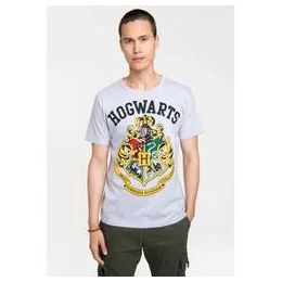 T-Shirt logoshirt "Hogwarts-Logo", Damen, Gr. 5XL, grau, 95% Baumwolle, 5% Viskose, bedruckt, meliert, normal, Rundhals, Shirts T-Shirt, mit hochwertigem Siebdruck