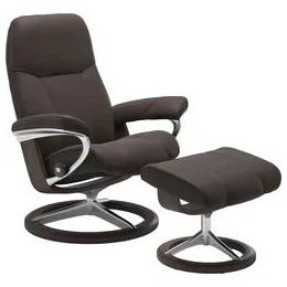 Relaxsessel stressless "Consul", braun (braun batick), B:91cm H:102cm T:79cm, Leder BATICK: BATICK ist ein leicht korrigiertes, durchgef&auml;rbtes und genarbtes M&ouml;belleder, bei dem die meisten Unebenheiten und Spuren in der Regel entfernt wurden.;Leder PALOMA: PALOMA ist ein durchgef&auml;rbtes Semianilin-M&ouml;belleder mit nat&uuml;rlicher Narbung.;ROHLEDER Stoff Q2 FARON: Ein fester zuverl&auml;ssiger Boucl&eacute; mit einem