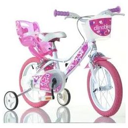 DINO BIKES Kinderfahrrad DINO "M&auml;dchenfahrrad 16 Zoll", rosa, Fahrr&auml;der, Kinder, 28cm, 16 Zoll (40,64cm), mit St&uuml;tzr&auml;dern, Korb und Puppensitz