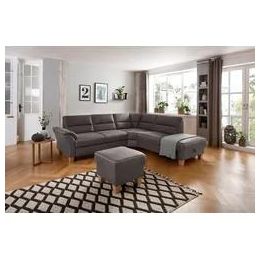 Ecksofa Home Affaire "Soleo L-Form", grau (anthrazit), B:262cm H:89cm T:235cm, Luxus-Microfaser ALTARA NUBUCK (100% Polyester);Struktur (100% Polyester);Luxus-Microfaser Lederoptik (100% Polyester), Sofas, Ecksofa, komfortabel durch Trapezecke mit Relaxfunktion, auch mit Bettfunktion